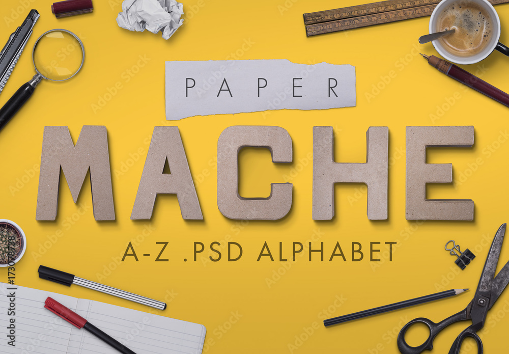 Paper Mache Illustrated Alphabet Set Stock Template | Adobe Stock