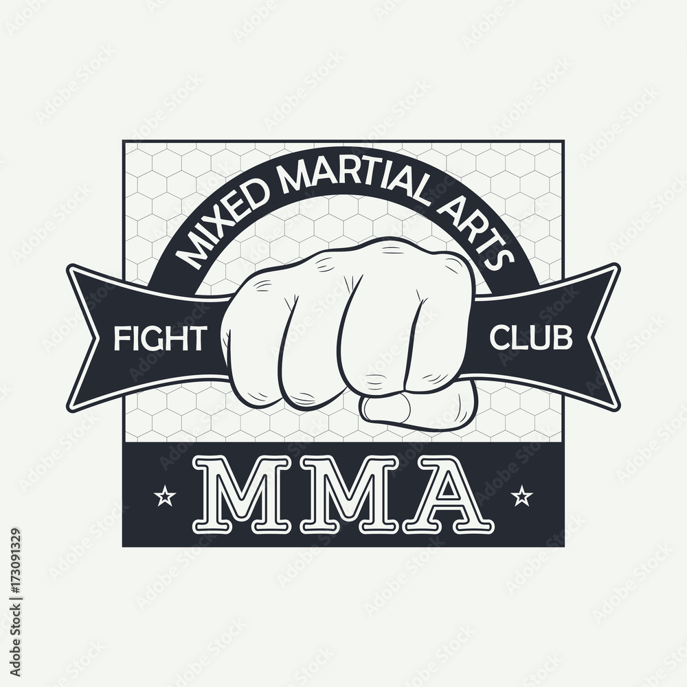 MMA. Mixed martial arts. Fight club logo. Print for design clothes, t ...