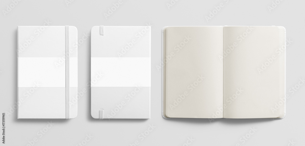 Blank photorealistic notebook mockup on light grey background. Stock ...