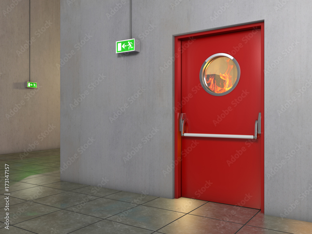 Fire prevention door, 3D Illustration Stock Illustration | Adobe Stock