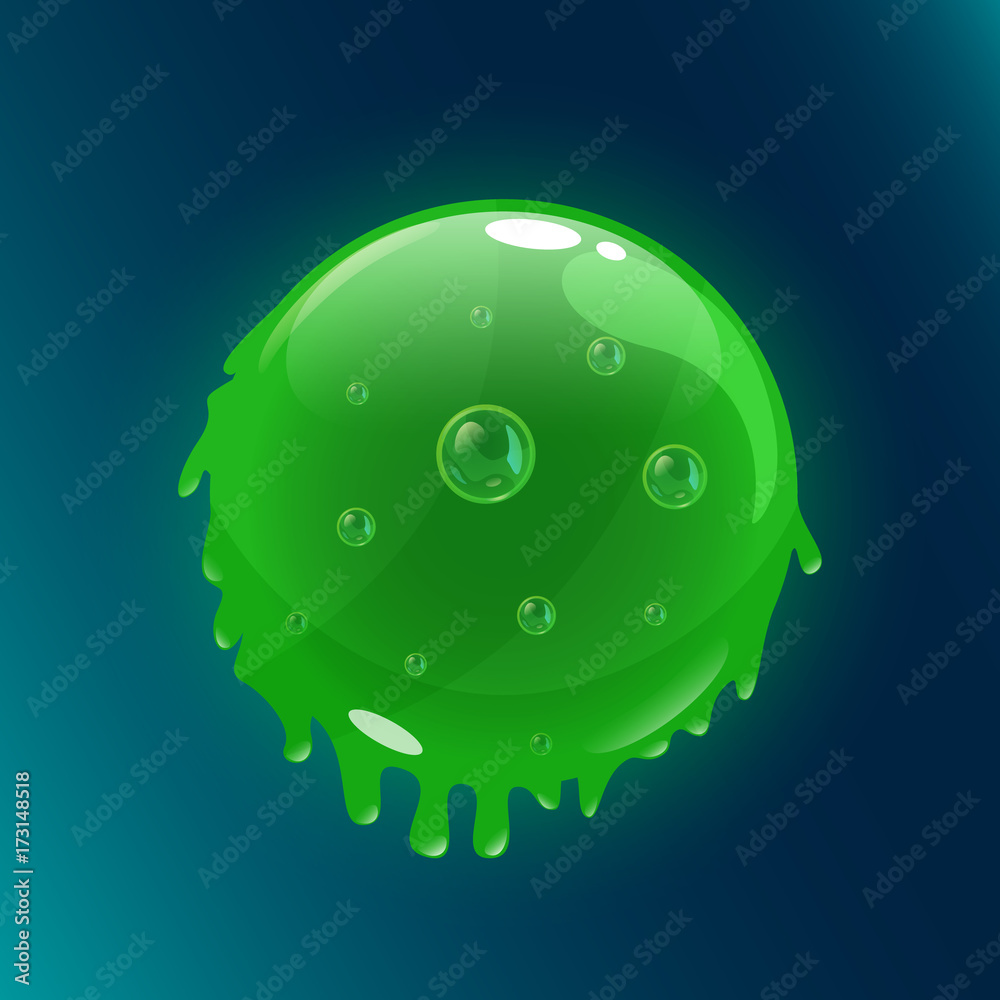 Colorful glossy sphere of slime with bubbles inside. Vector asset for ...