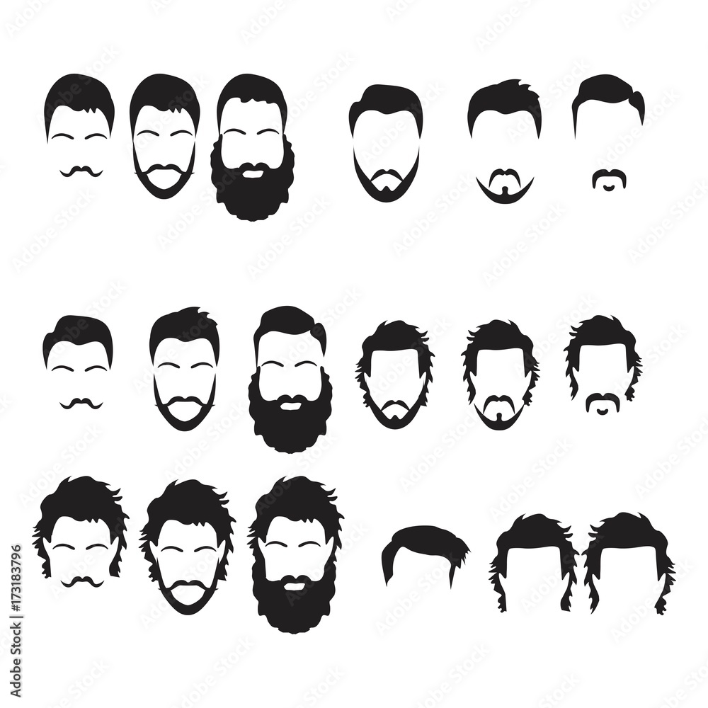 Hipster Vector Set, hair and beards,vector illustration set. Stock ...