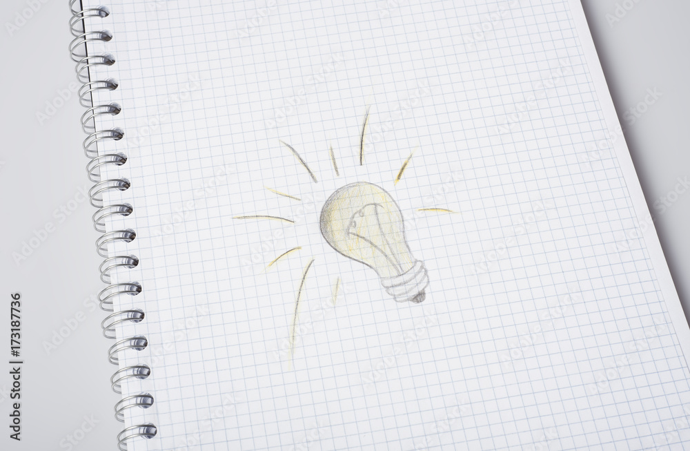 hand drawn light bulb on paper Stock Photo | Adobe Stock
