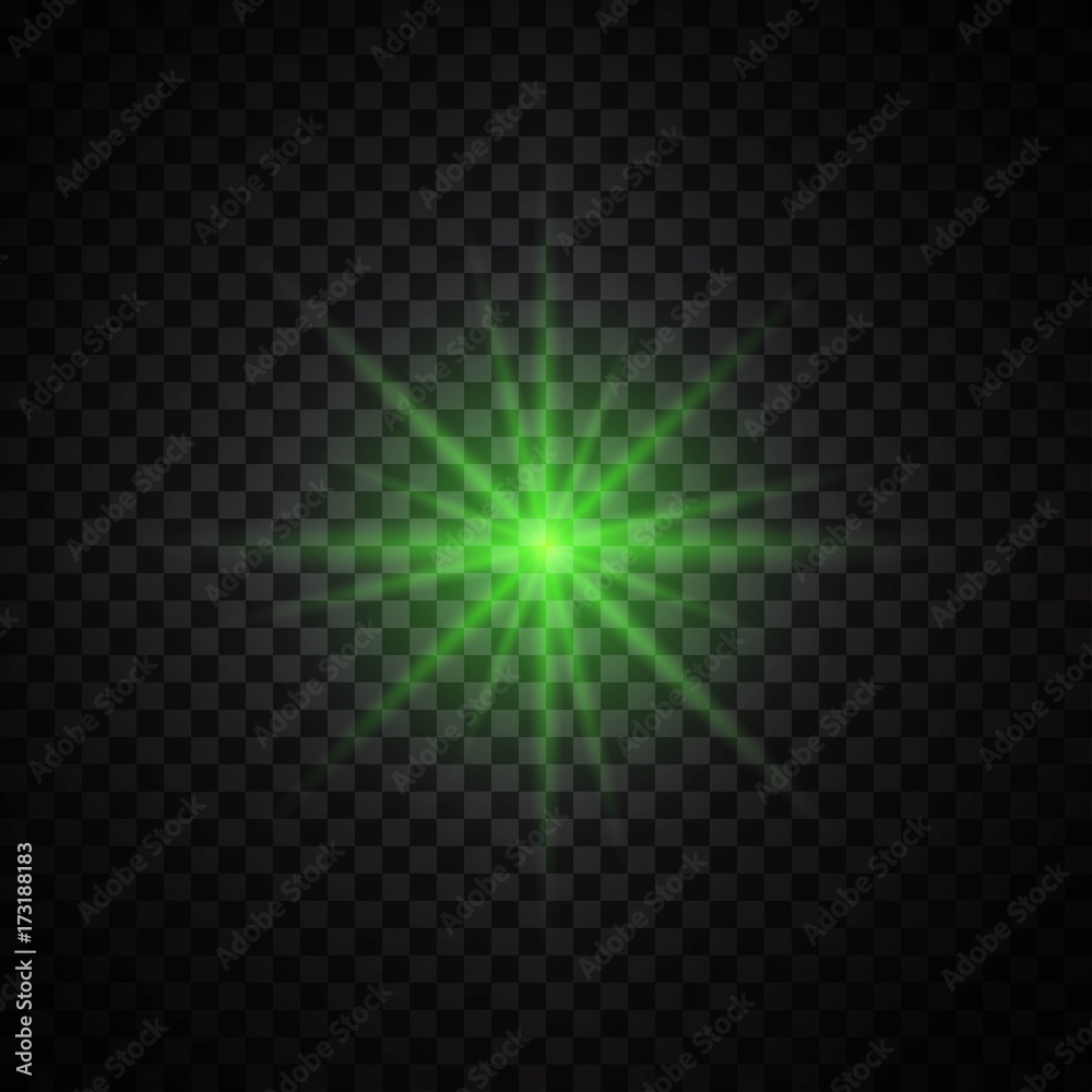 Vector green glowing lights on transparent background. Special effect ...