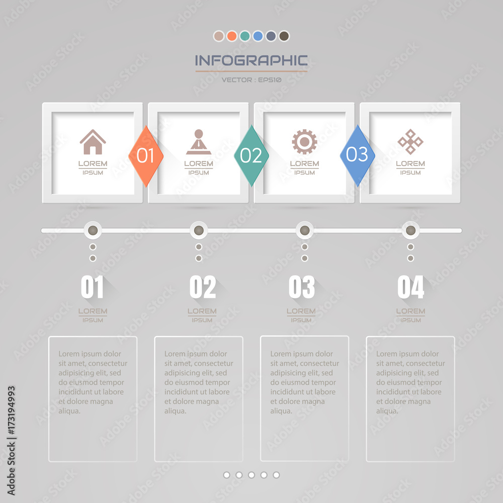 Infographics design template with icons, process diagram, vector eps10 ...