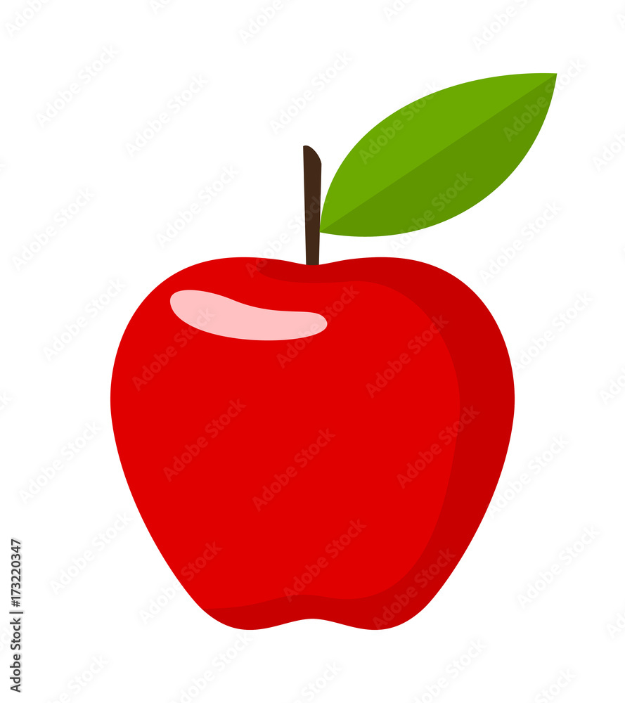 Red Apple. Flat Design Vector Illustration Of A Red Apple On White ...