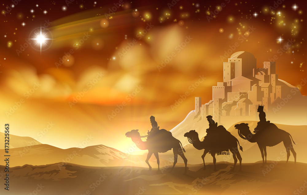 Photo & Art Print Nativity Christmas Three Wise Men Illustration ...