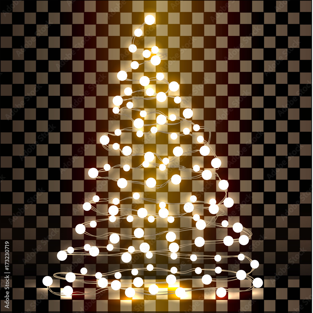 Christmas tree made of lights on a transparent background. Stock Vector ...