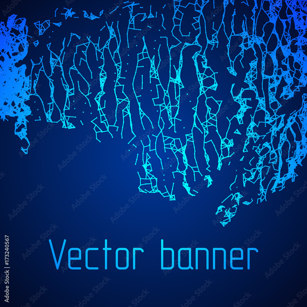 Connected dot and lines with noise background. Collapse structure ...