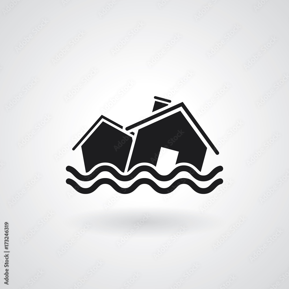 Vector natural disaster. Flood icon Stock Vector | Adobe Stock