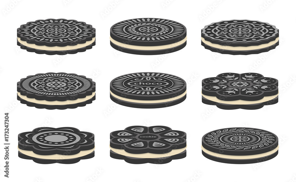 vector set of oreo cookie icons Stock Vector | Adobe Stock