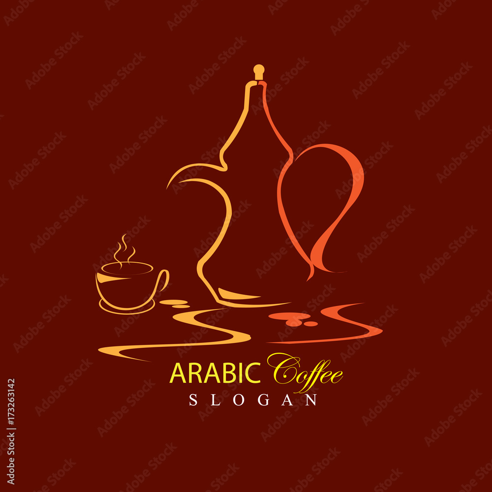 arabic coffee logo design background Stock Vector | Adobe Stock