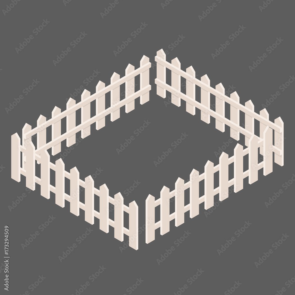 Set of Fences Vectors in Isometric View. Collection of Wooden Fences ...