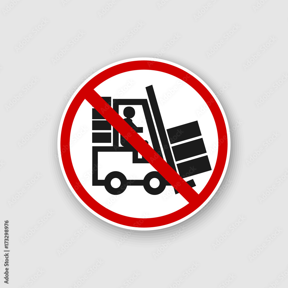 Forklift truck sign. Symbol of threat alert. Hazard warning icon. Black ...