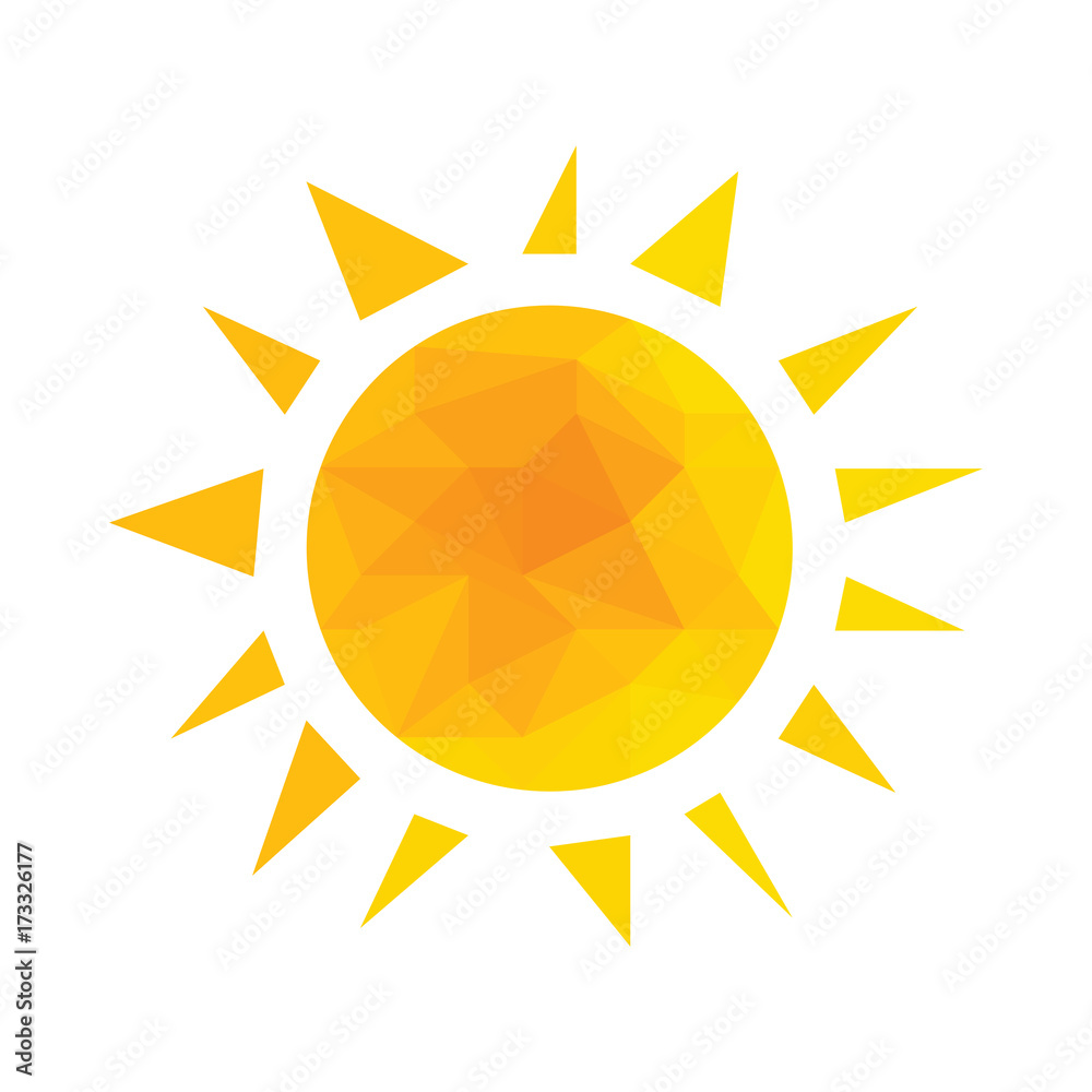 Yellow segmented geometric sun with rays vector. Stock Vector | Adobe Stock