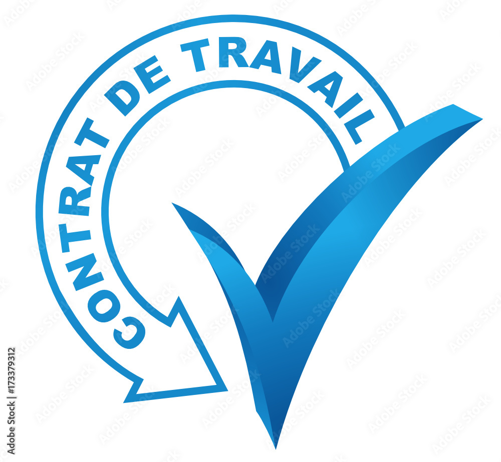contrat de travail sur symbole validé bleu Stock Vector | Adobe Stock