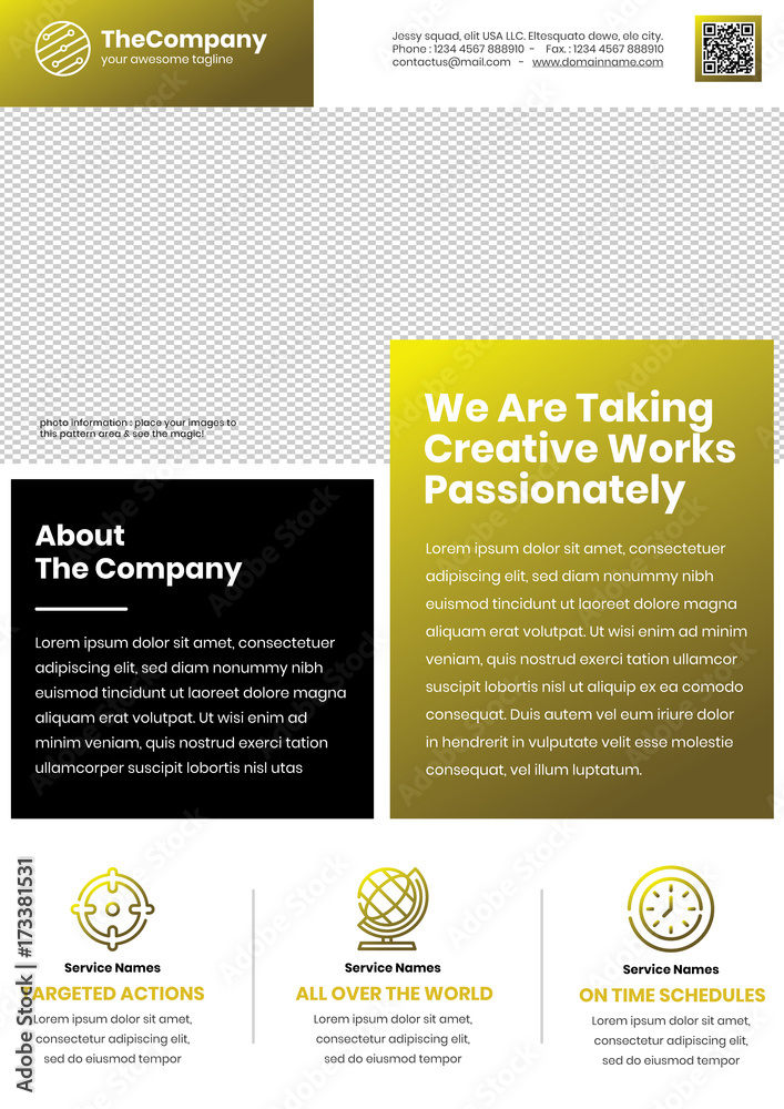 An amazing professional flyet template in A4 size with gold color Stock ...