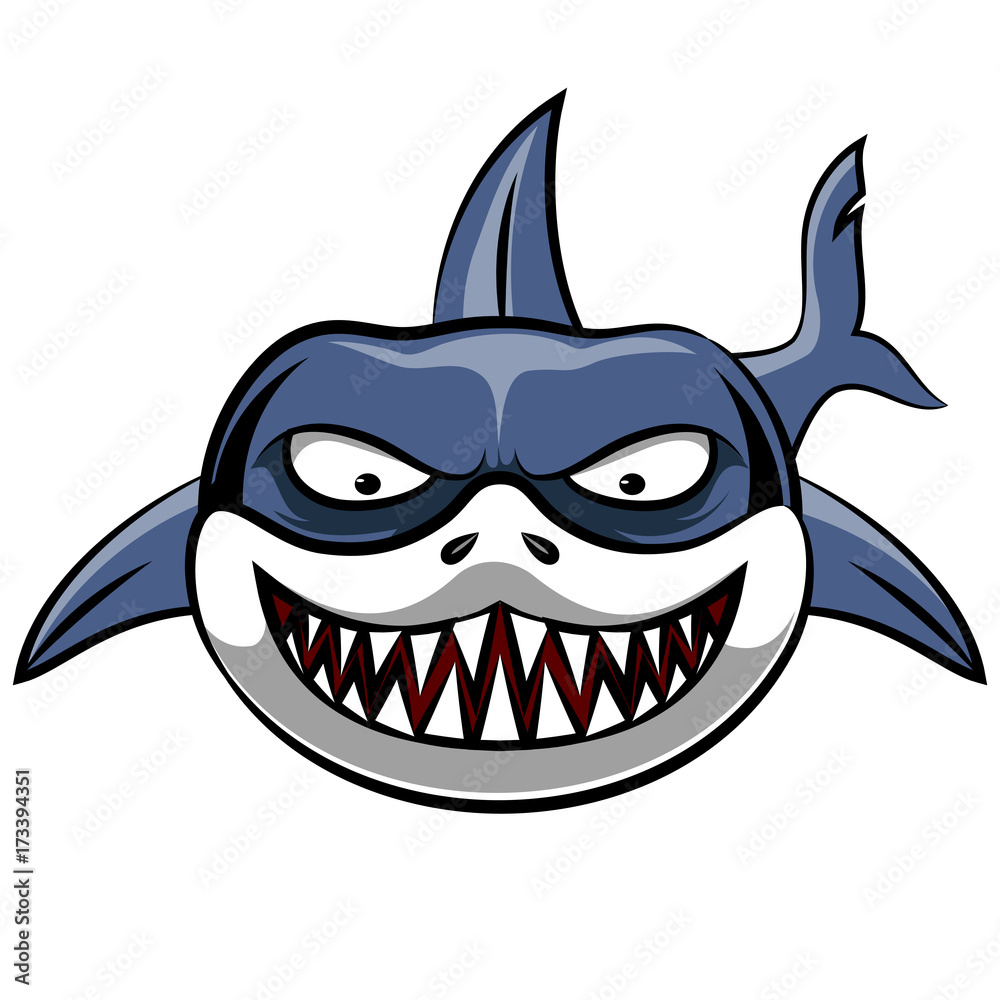 Angry shark cartoon on white background. Vector illustration Stock ...