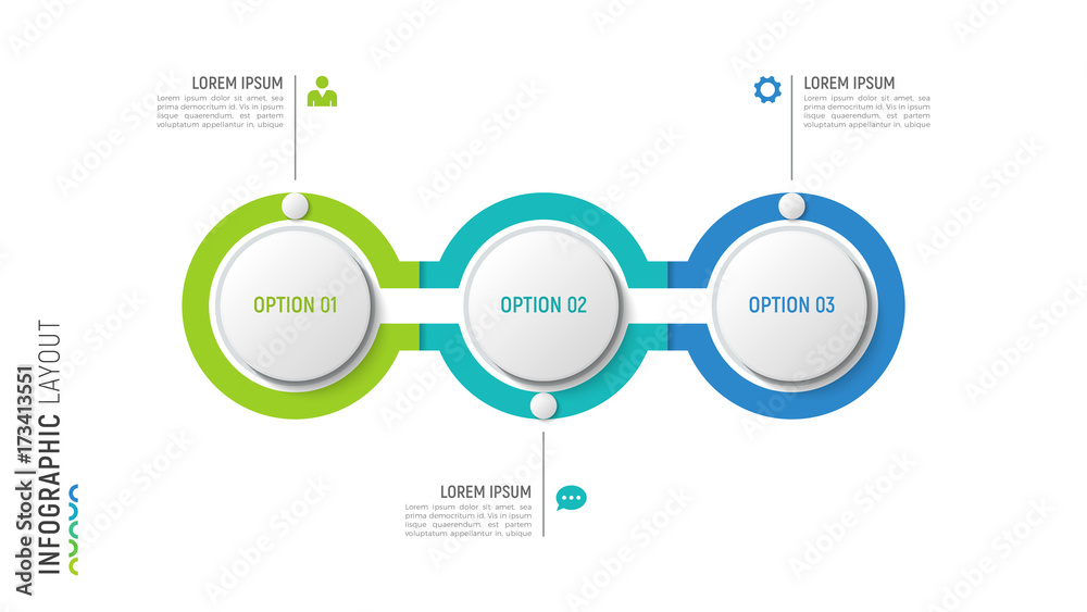 Vector timeline chart infographic design for data visualization. 3 ...