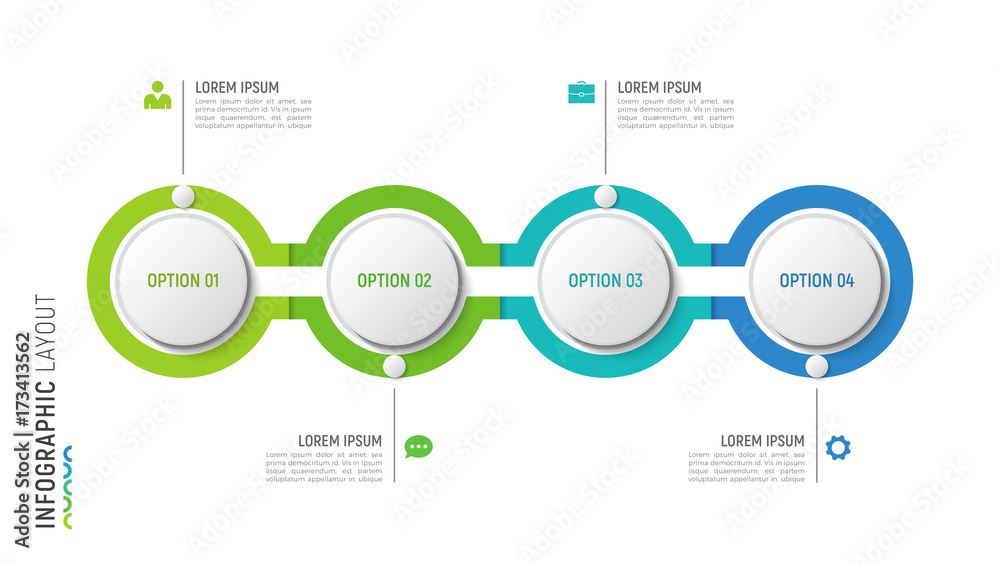 Vector timeline chart infographic design for data visualization. 4 ...