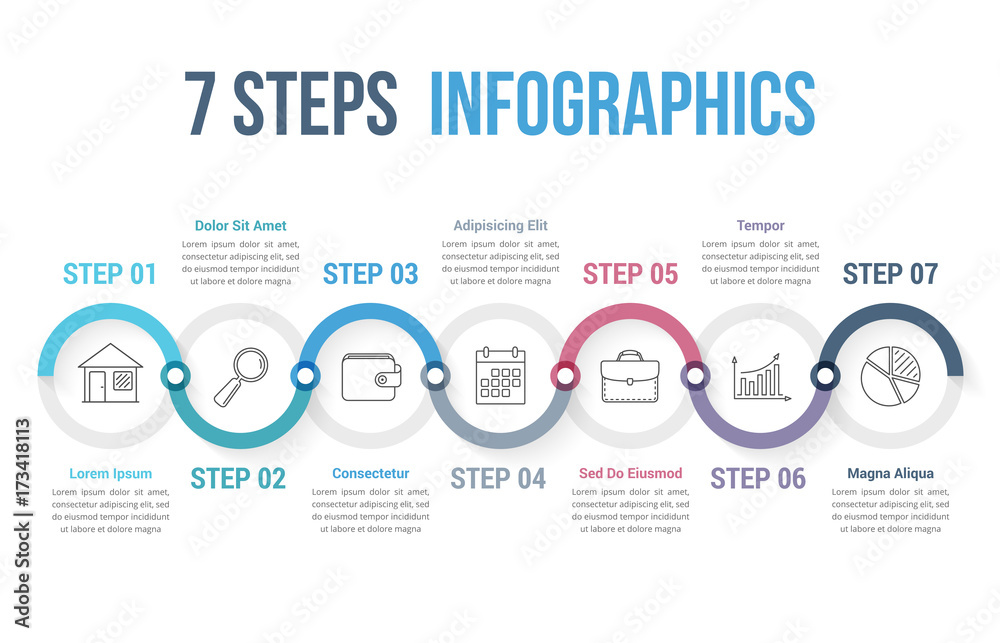 7 Steps Infographics Stock Vector | Adobe Stock