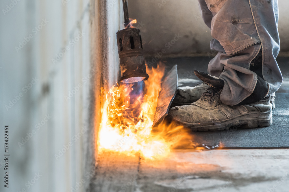 Professional installation of the waterproofing on the concrete ...