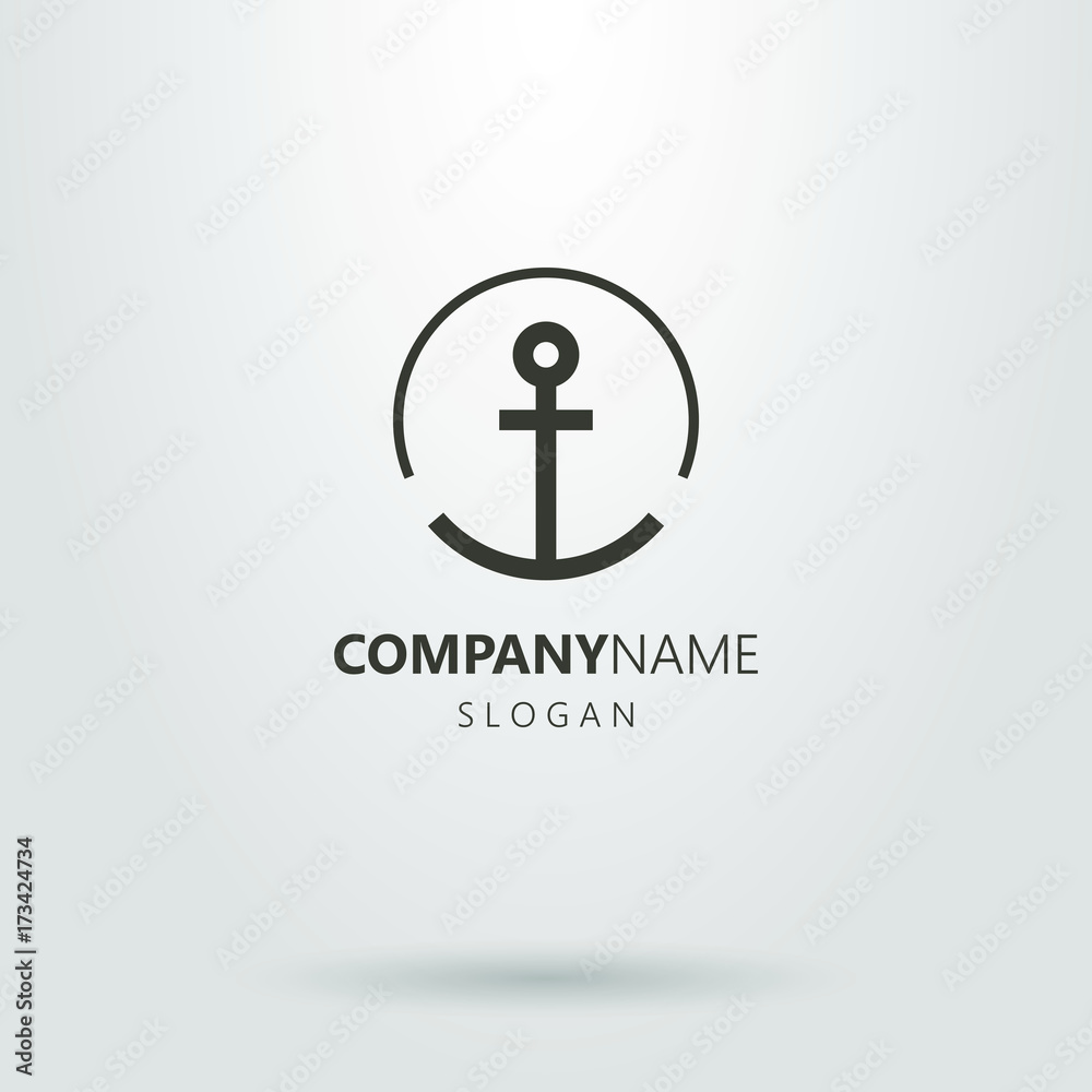 Black and white logo with an anchor in a round frame Stock Vector ...