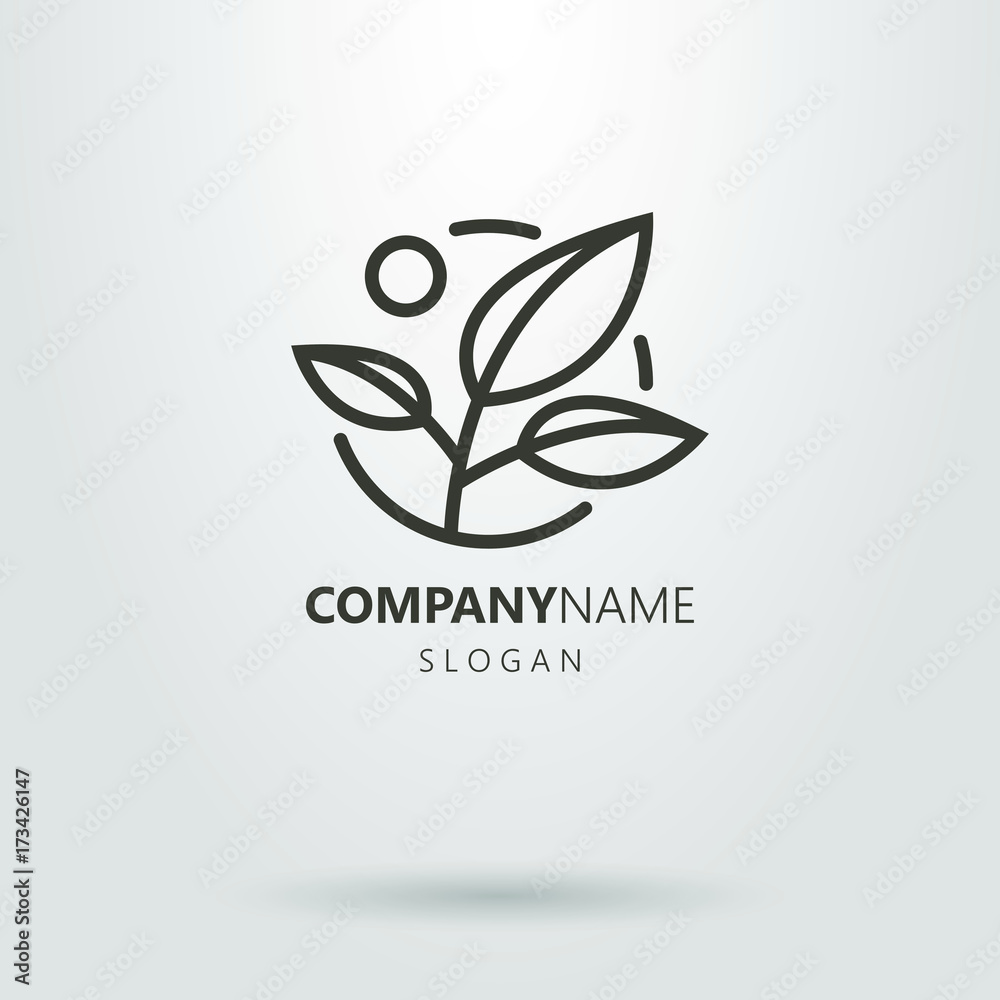 Black and white vector line art plant logo Stock Vector | Adobe Stock
