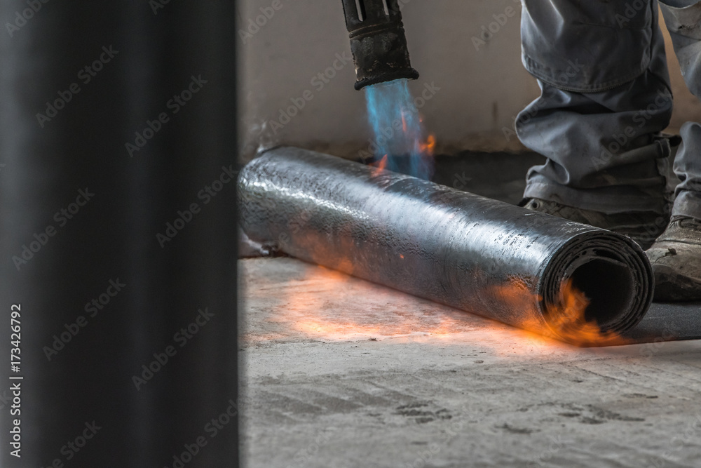 Professional installation of the waterproofing on the concrete ...