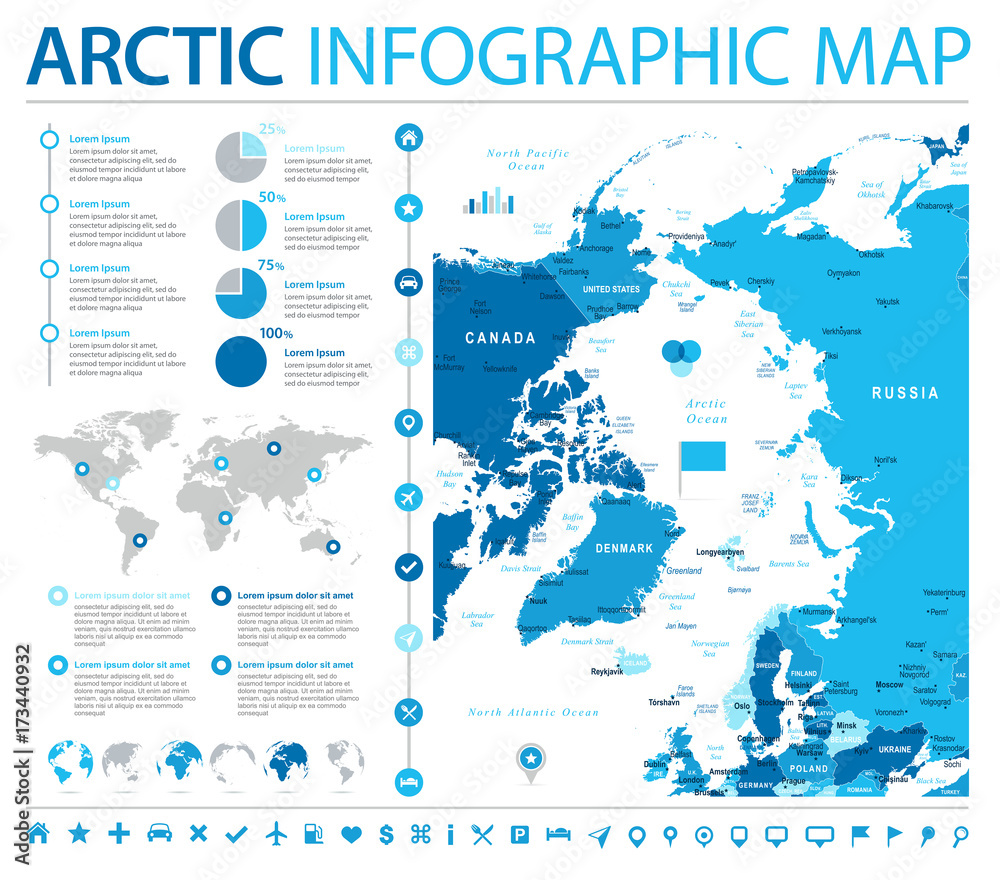 Arctic Region Map - Info Graphic Vector Illustration Stock Vector ...