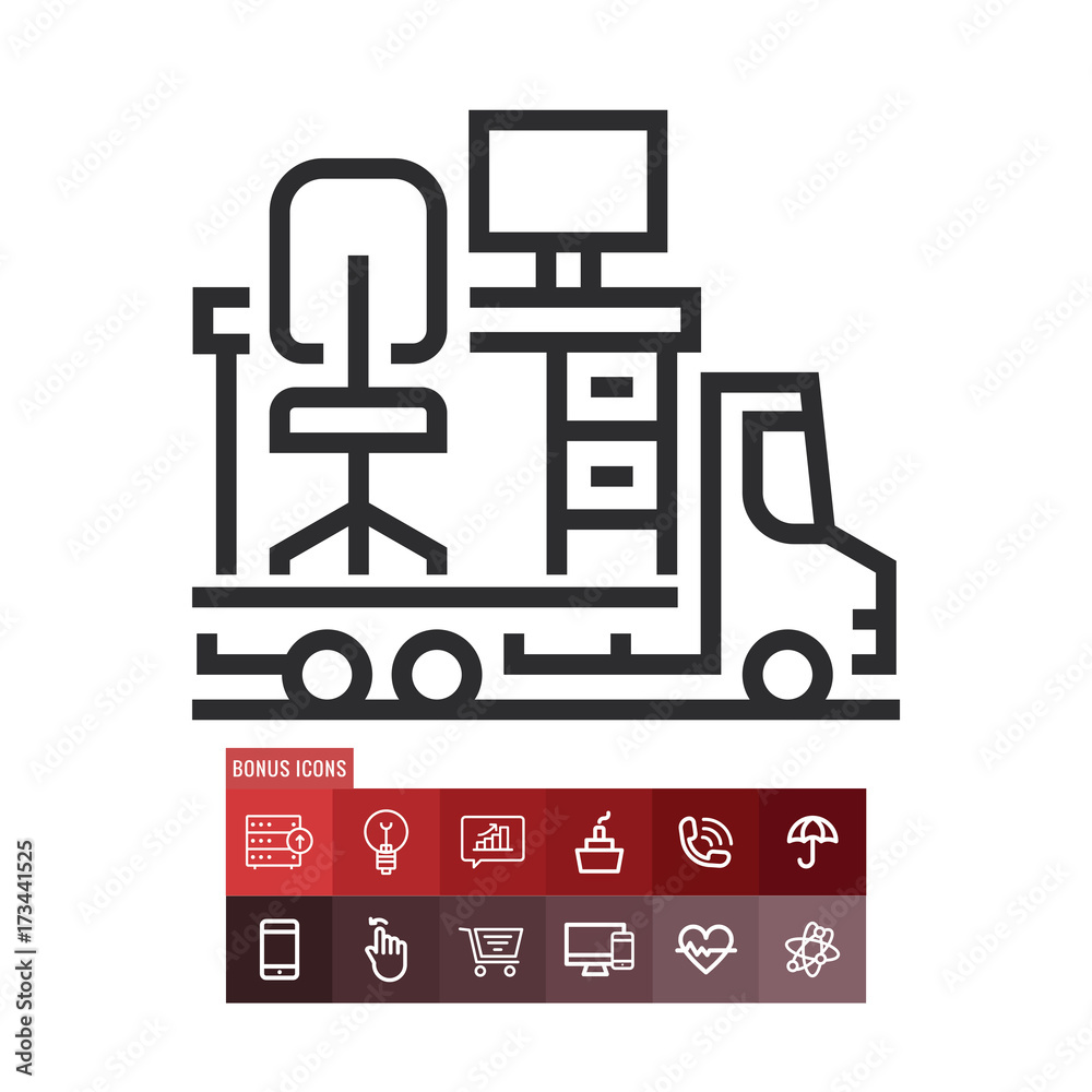 Office moving icon, relocation symbol. Modern, simple flat vector ...