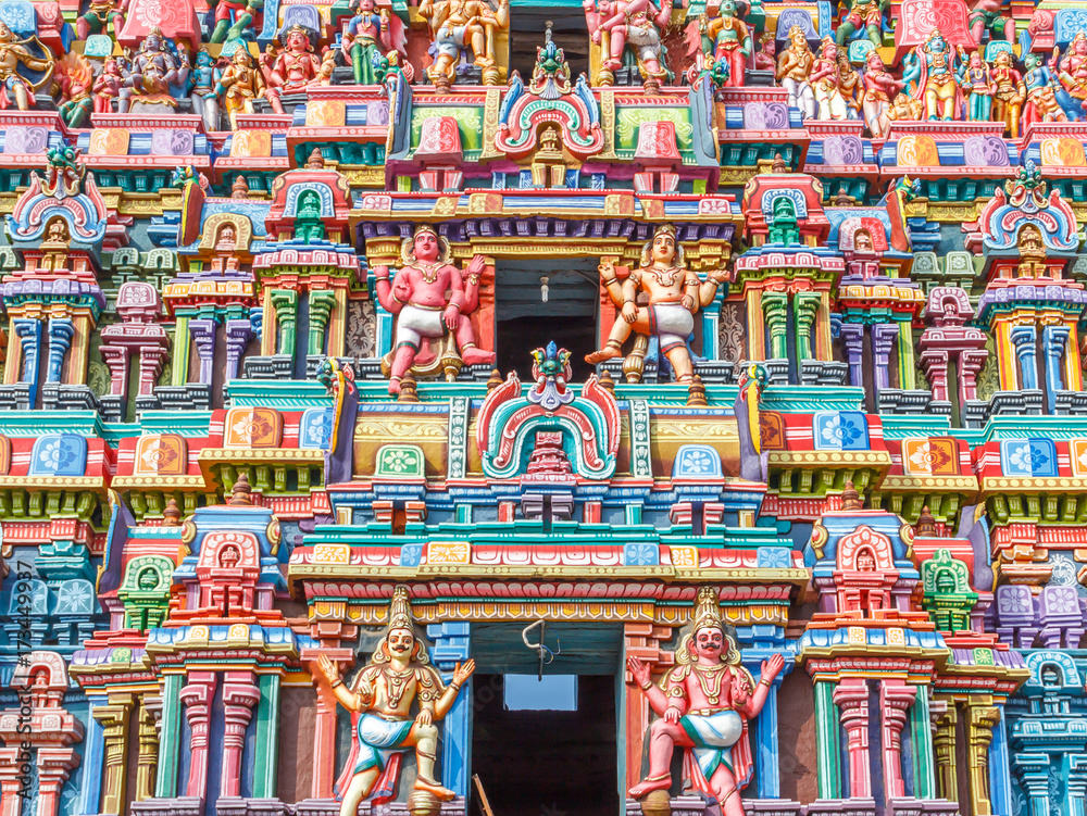 Colorful hindu temple tower view Stock Photo | Adobe Stock