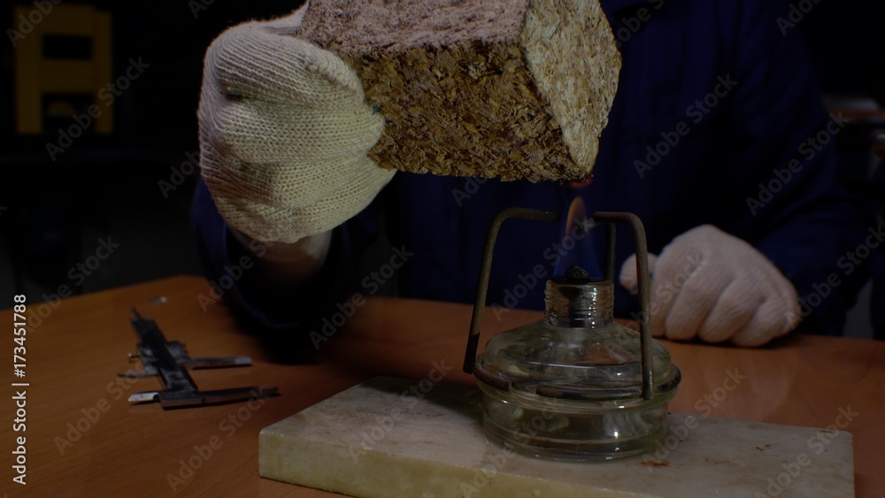 Chemical experiment with fire. experiment to determine the composition ...