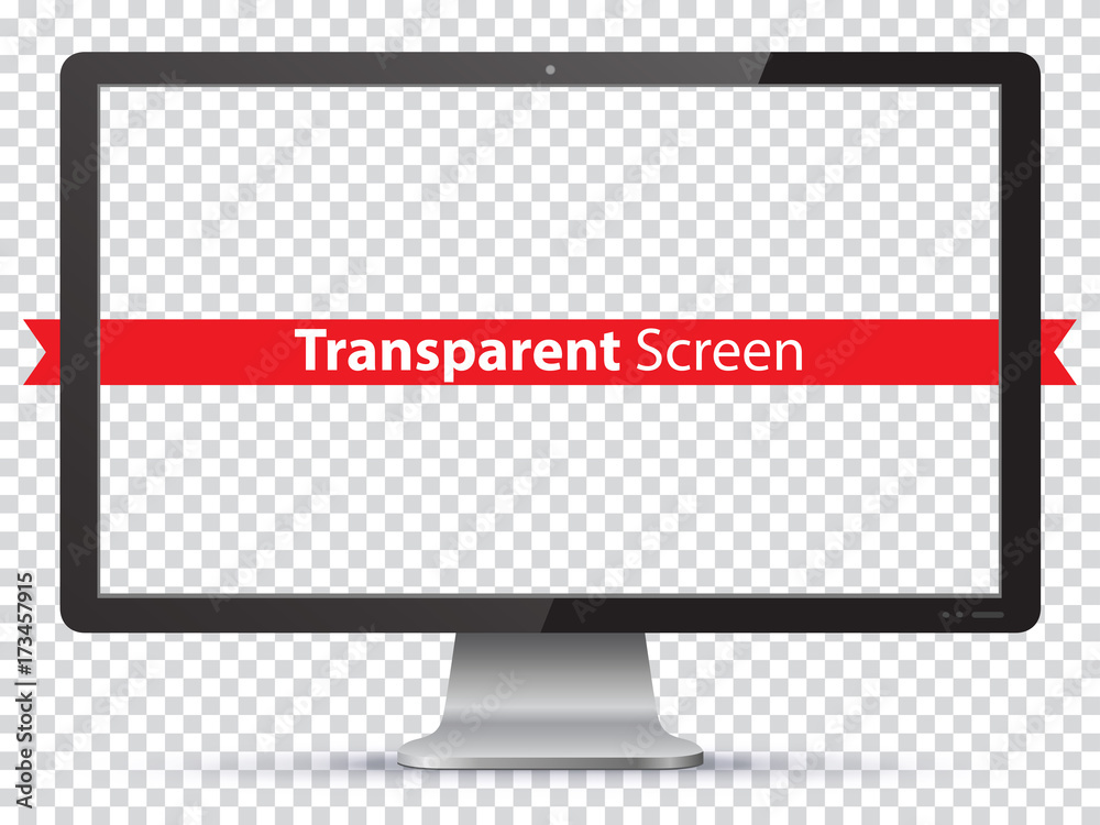 Computer Monitor Vector Illustration with Transparent Screen. Stock ...