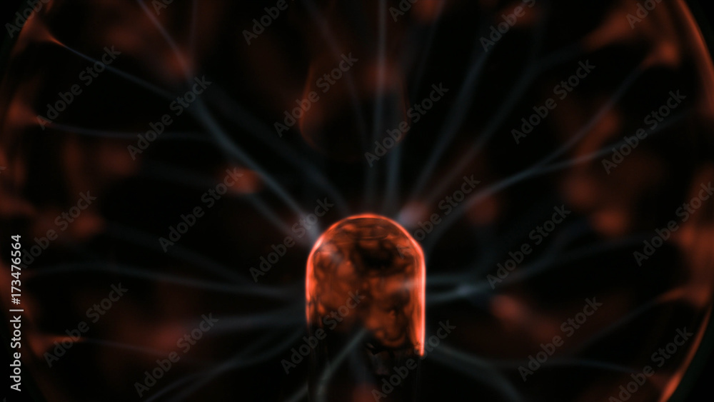 Hand touching a plasma ball. A Plasma ball lamp energy, hand touching ...