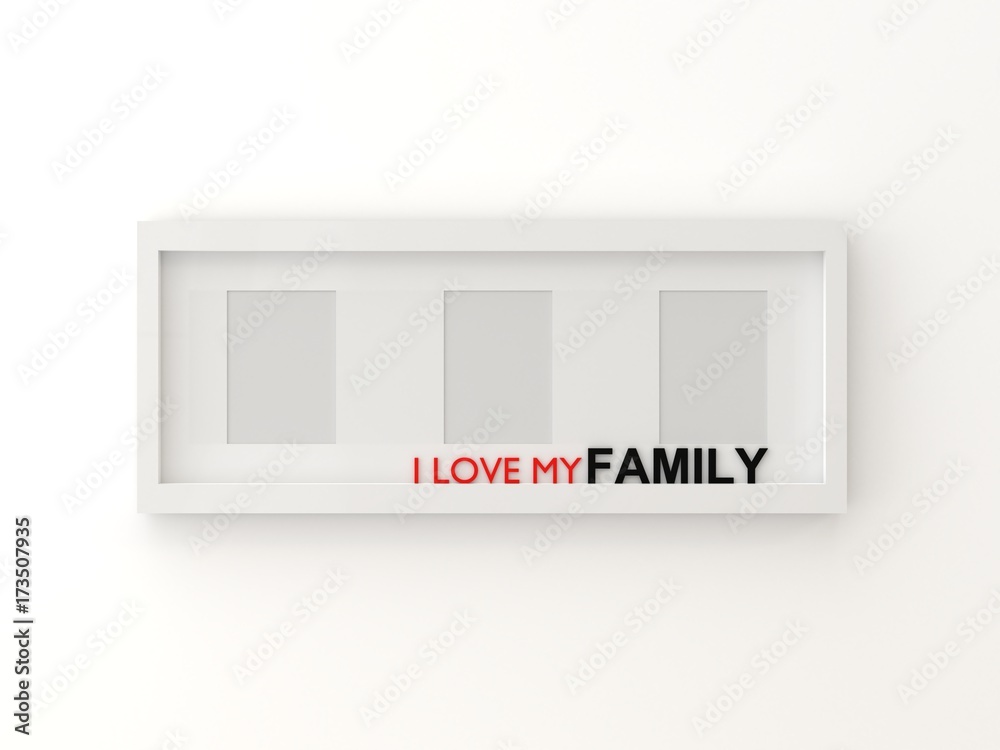 Blank picture frame templates in a living room wall with i love my ...