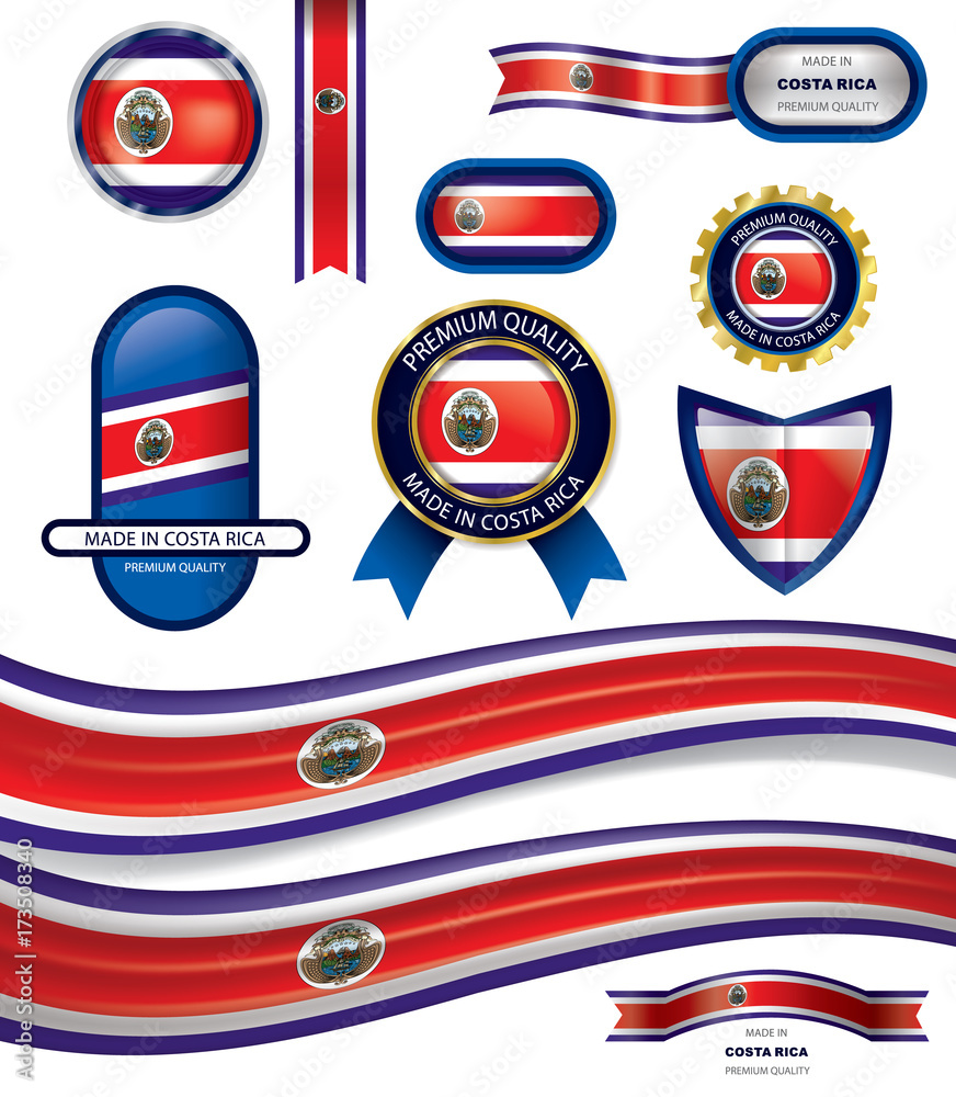 Made in Costa Rica Seal, Costa Rican Flag (Vector Art) Stock Vector ...