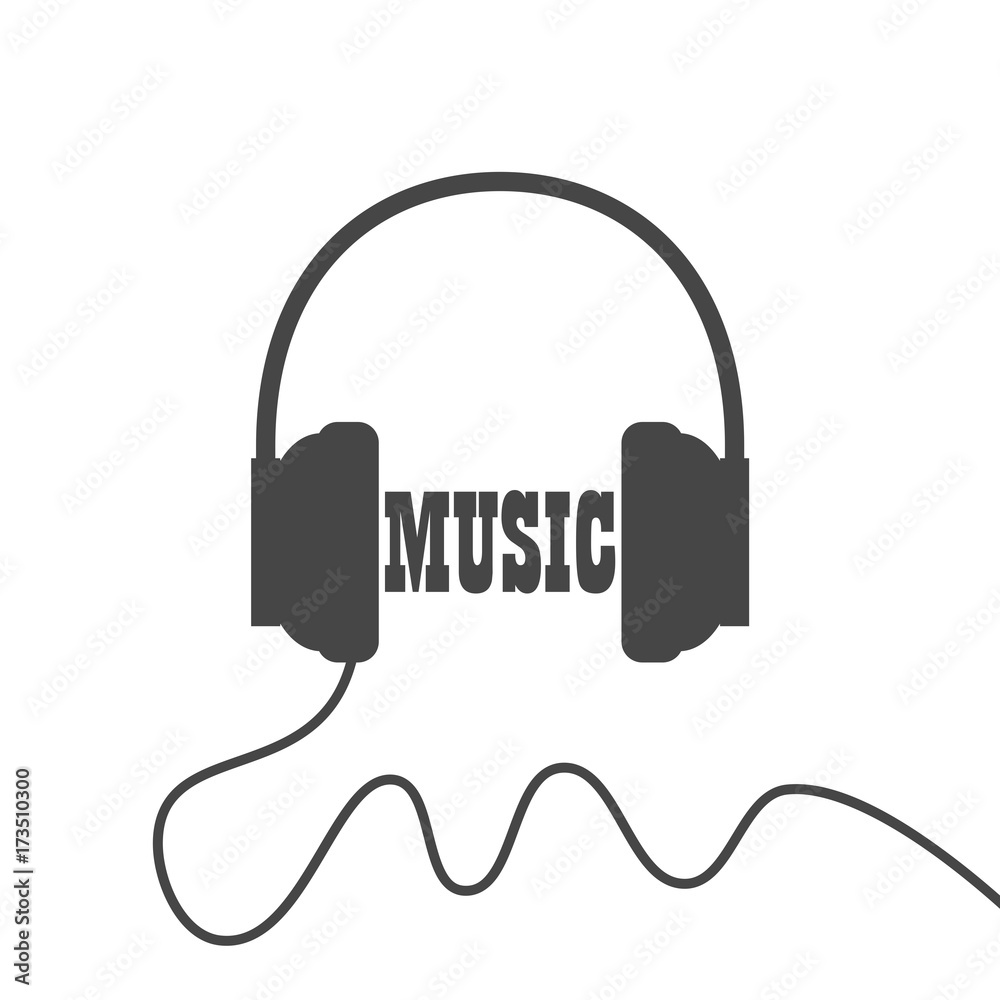 Headphones and Word Music Stock Vector | Adobe Stock