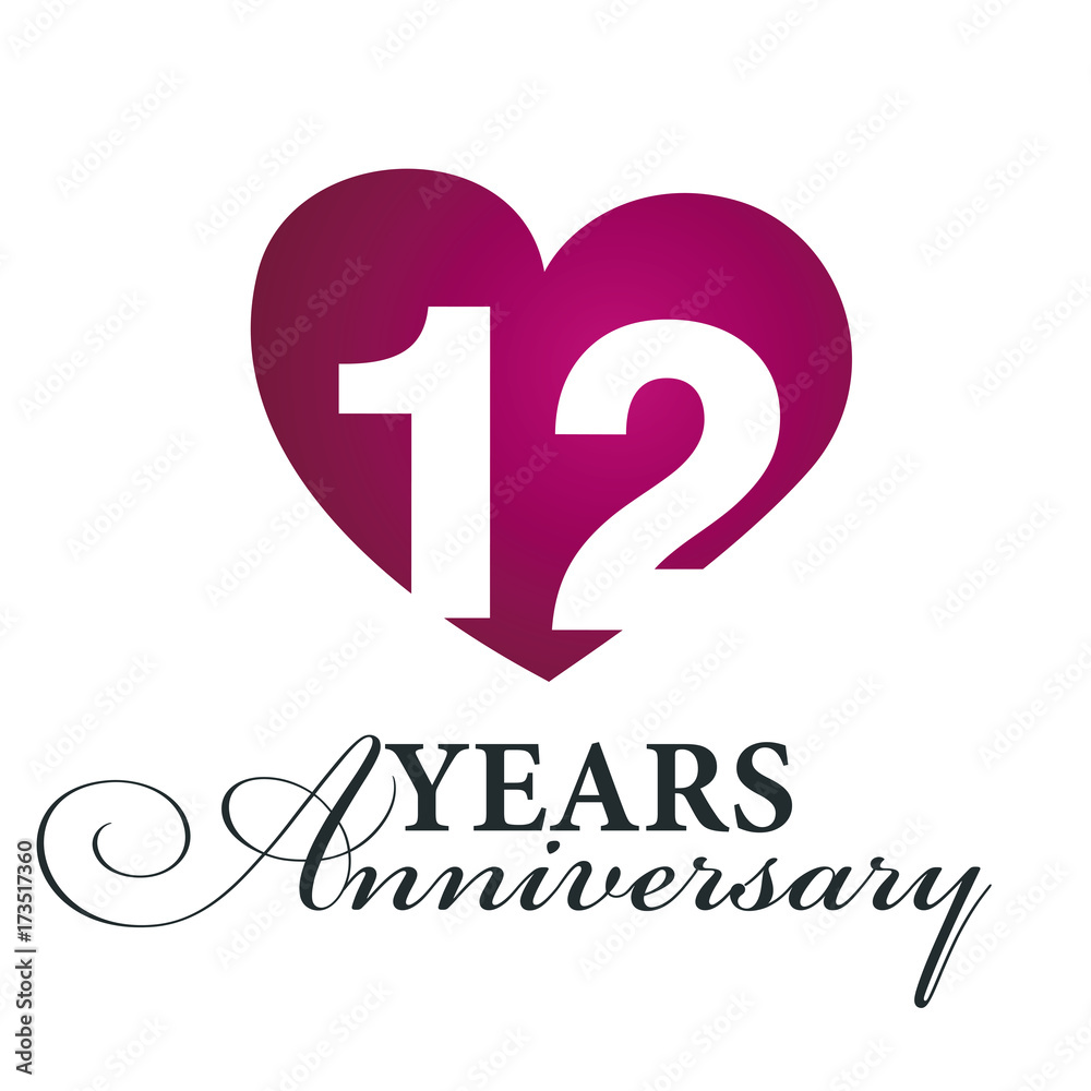 12 years anniversary white background Stock Vector | Adobe Stock