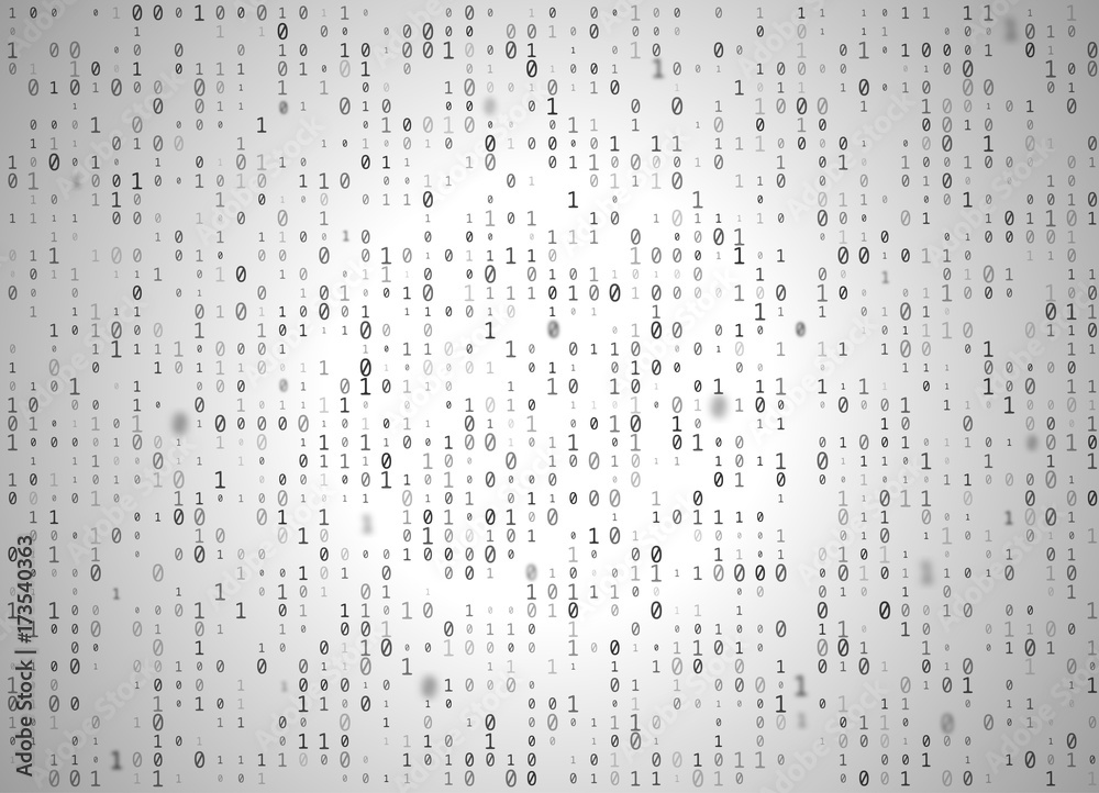 Vector binary code white background. Big data and programming hacking, decryption and encryption ...