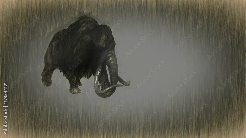 3D Rendering animation - Mammoth Attack Side on Green screen. Stock ...