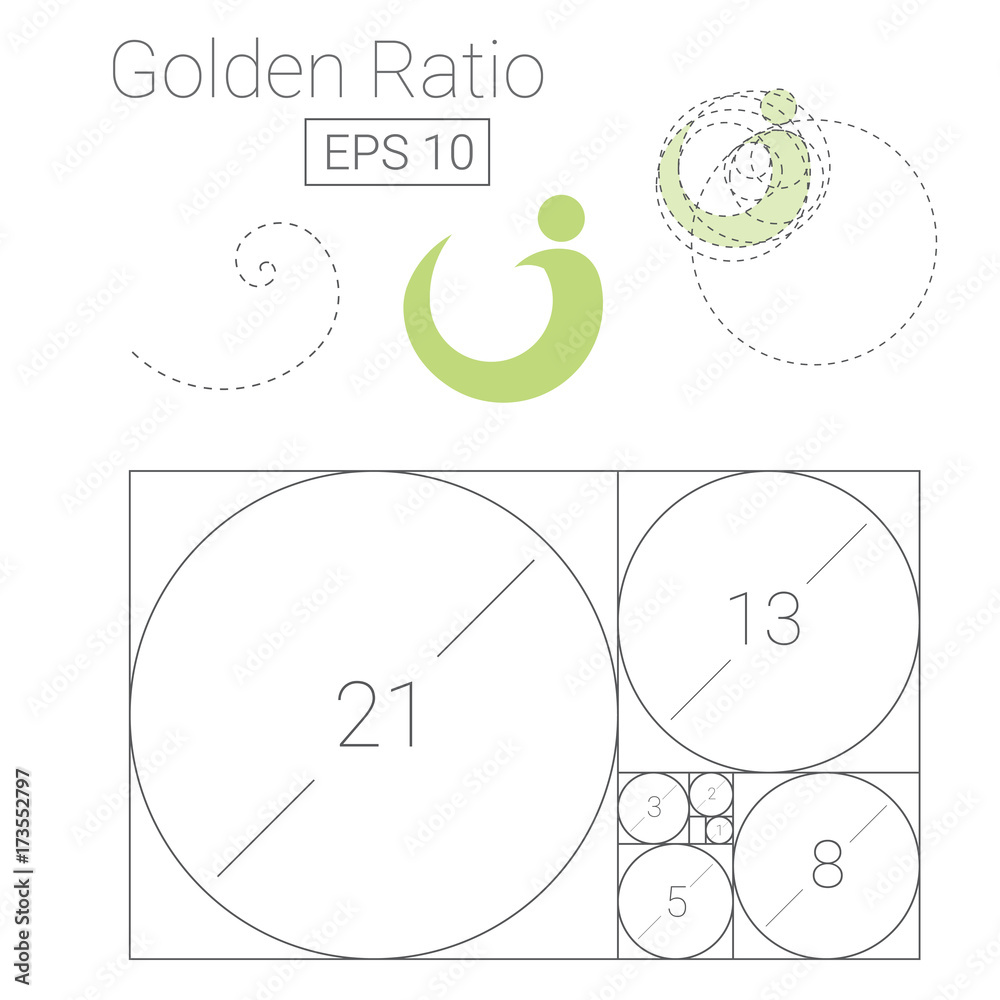 golden ratio template logo vector illustration fibonacci Stock Vector ...