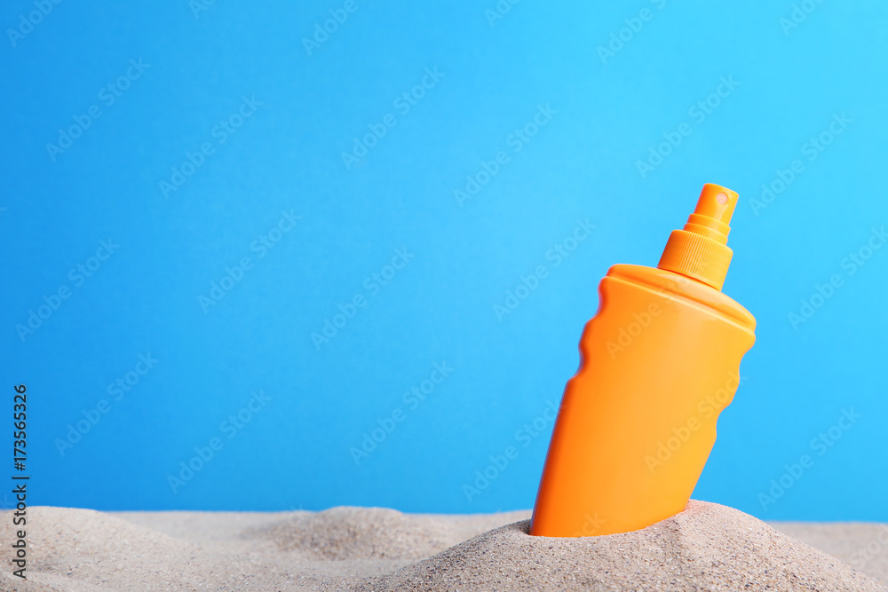 Sunscreen cream on the beach sand Stock Photo | Adobe Stock
