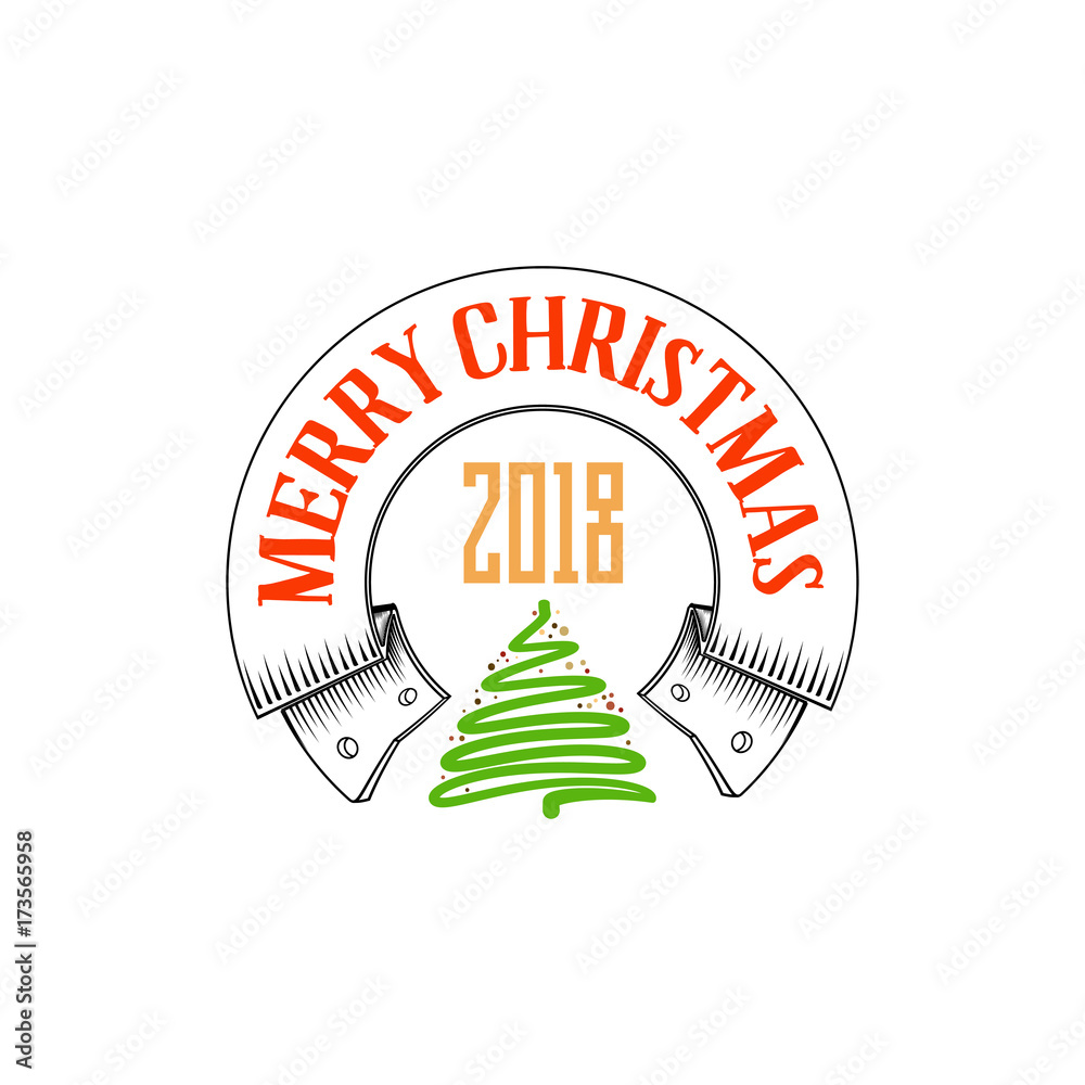 Merry Christmas, xmas badge with handwritten lettering, Lettering ...