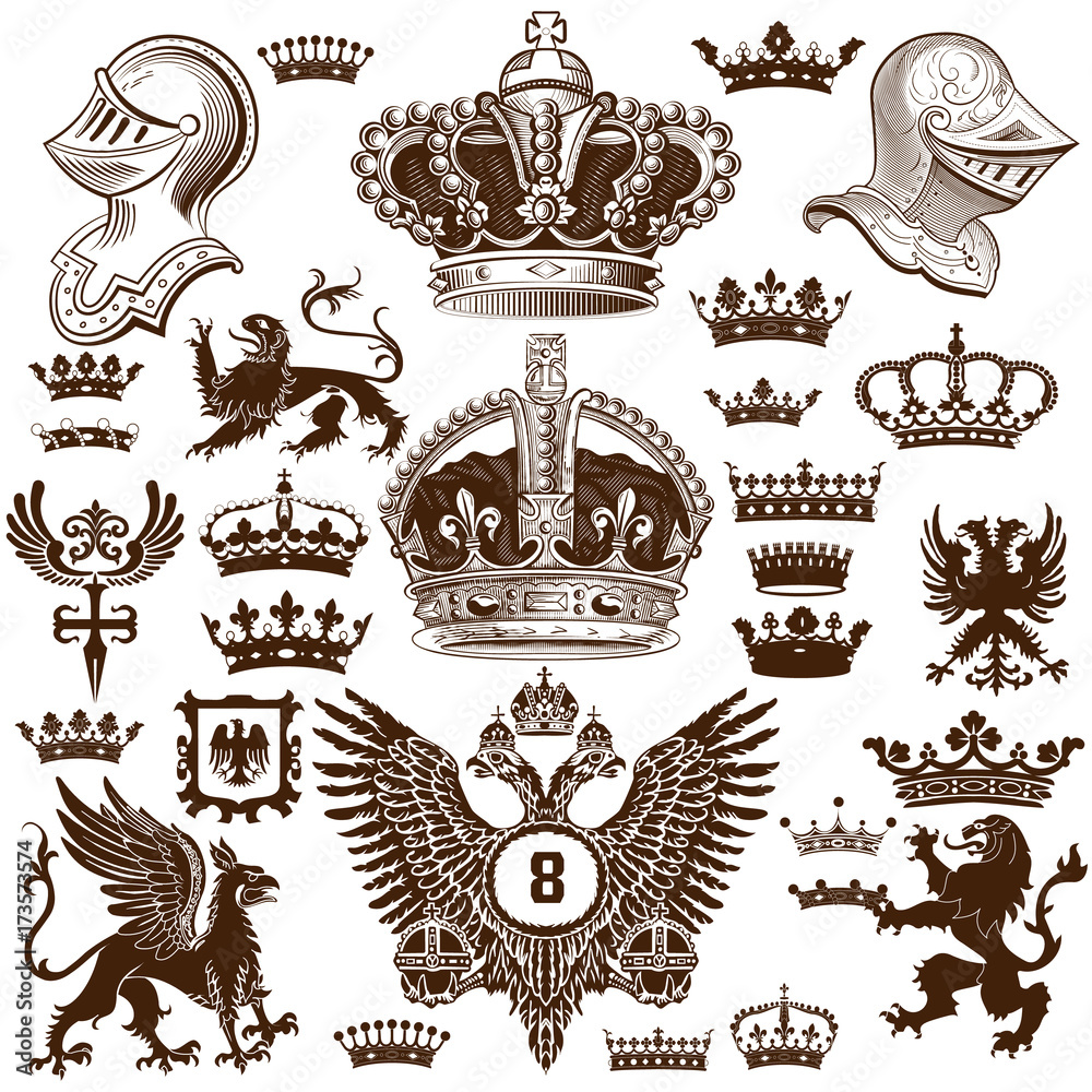 Heraldry elements set Stock Vector | Adobe Stock