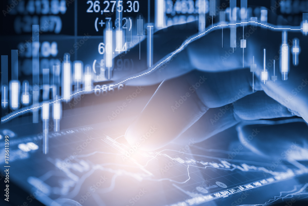 Index graph of stock market financial indicator analysis on LED ...