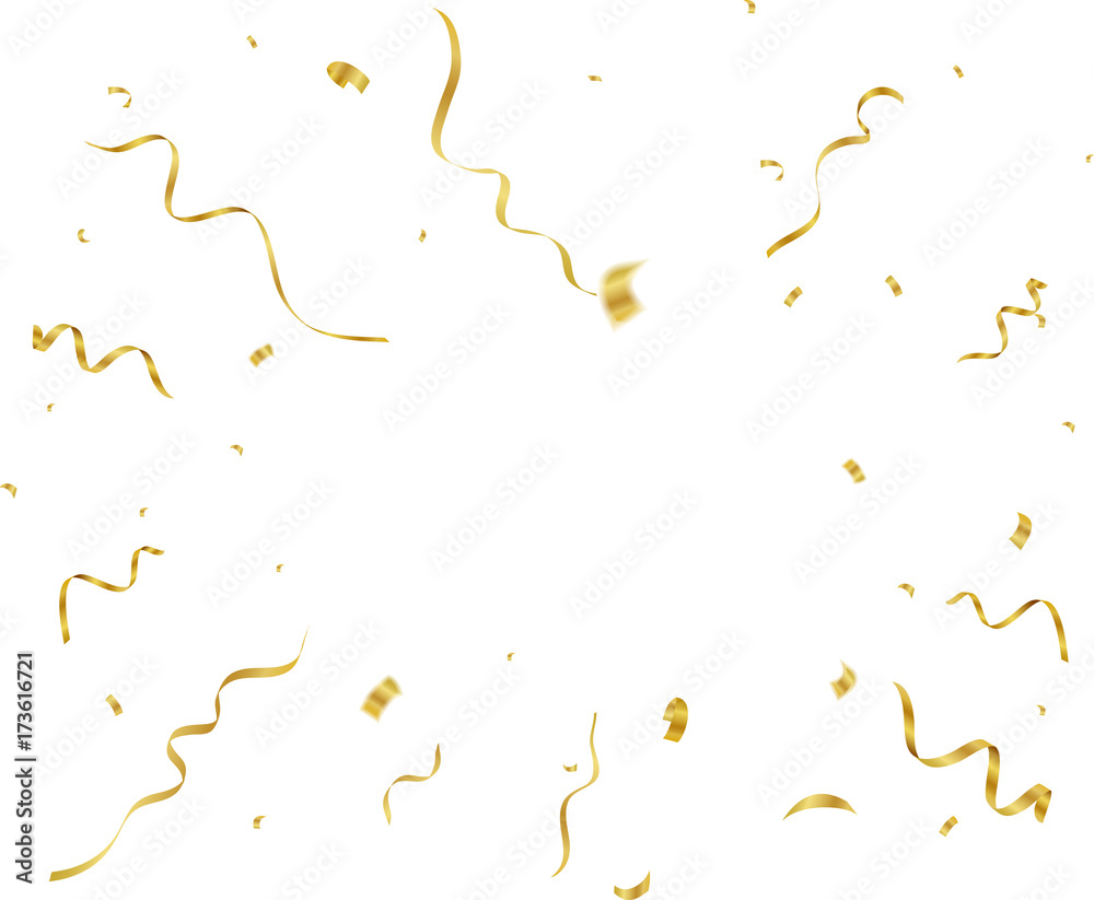 Gold confetti and streamers Stock Vector | Adobe Stock