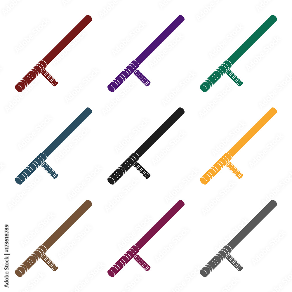 Police baton icon in black style isolated on white background. Police ...