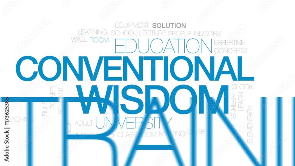 Conventional wisdom animated word cloud, text design animation. Kinetic ...