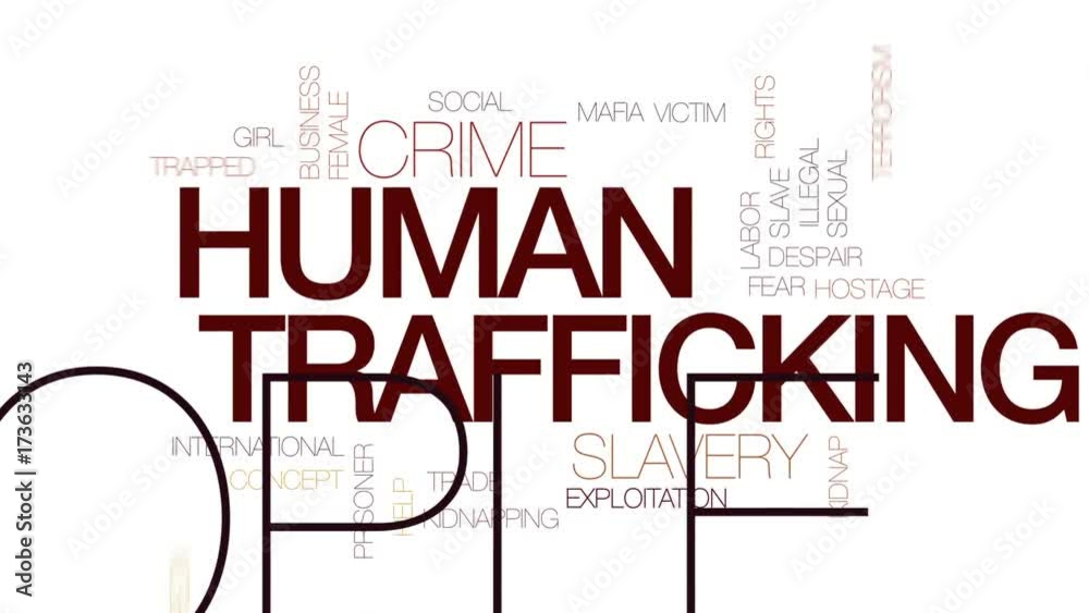 Human trafficking animated word cloud, text design animation. Kinetic ...